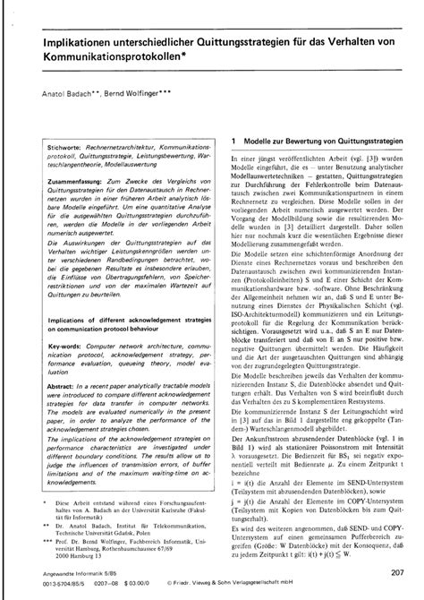 Pdf Implikationen Unterschiedlicher Quittungsstrategien Für Das Verhalten Von