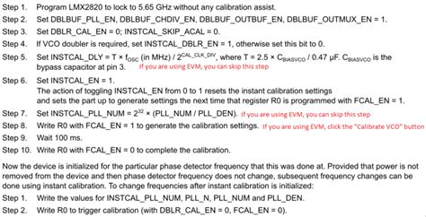 LMX Certain Frequencies Do Not Lock When Using Instant Calibration Clock Timing Forum
