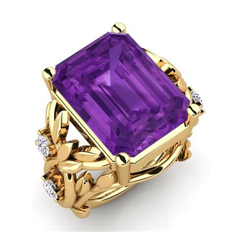 Entdecken Sie Glamira Ringe Brigette Mit 12 6 Karat Amethyst Smaragdschliff Gelbgold 585
