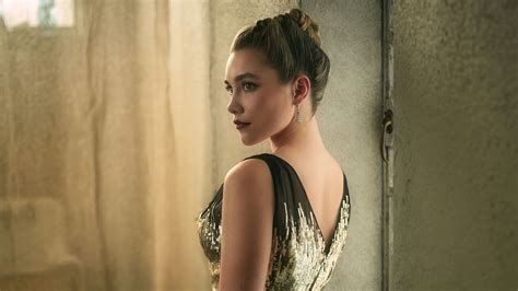 Gold Dress P Florence Pugh Actress Women Blonde Indoors Hd Wallpaper
