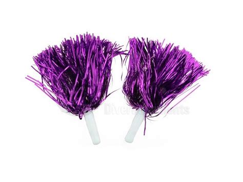 Paire De Pompons Pom Pom Girl Avec Poignée Violet Métal