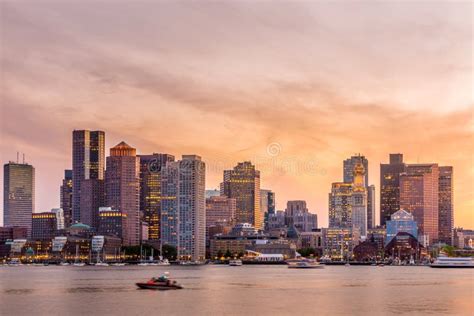 Boston Downtown Skyline Panorama Stock Image Image Of High Boston