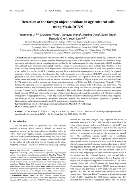 Pdf Detection Of The Foreign Object Positions In Agricultural Soils