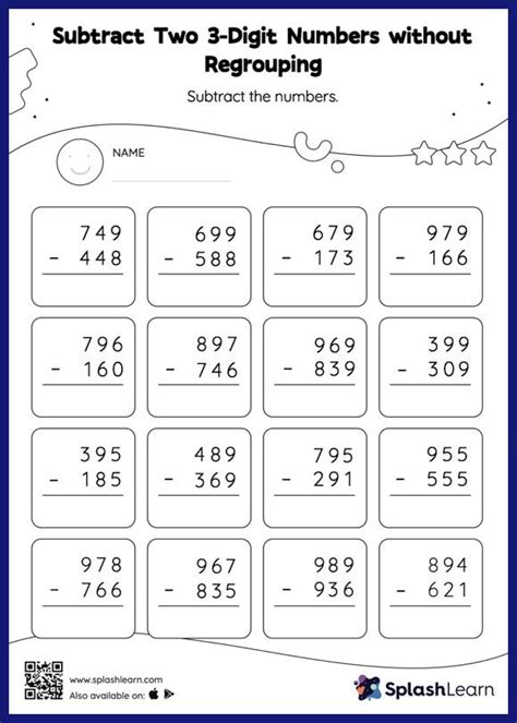 Subtraction Worksheets Without Regrouping 3 Digits Worksheets For