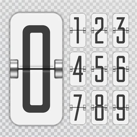Countdown Numbers Flip Counter Vector Isolated Set Retro Style Flip Clock Or Scoreboard