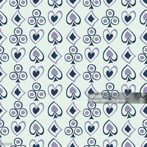 원활한 벡터 패턴 연주회 카드의 아이콘입니다 파란색 배경으로 그려진된 기호 손 장식 반복 장식입니다 일련의 게임 및 도박 원활한 벡터 패턴 가능성에 대한 스톡 벡터 아트 및
