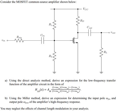 Solved Consider The Mosfet Common Source Amplifier Shown