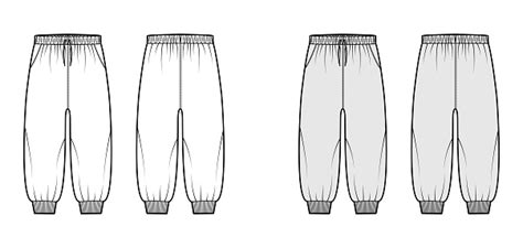 탄성 커프스 로우 웨이스트 라이즈 드로스트링 송아지 길이 트레이닝이 있는 반바지 스웨트팬츠 테크니컬 패션 일러스트 0명에 대한 스톡 벡터 아트 및 기타 이미지 Istock