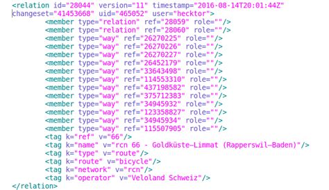 An Example Of A Relation In Openstreetmap Xml From Switzerland This