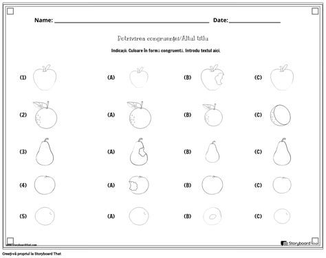 Fructe Fișă De Lucru Cu Forme Congruente Bw