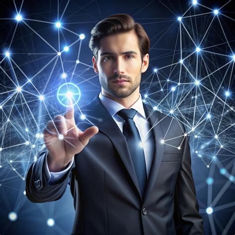 Big Data Concept Digital Neural Netrkbusiness Woman Hand Touching Introduction Of Artificial