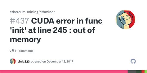 Cuda Error In Func Init At Line Out Of Memory Issue Ethereum Mining Ethminer