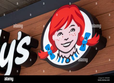 Sign For The Fast Food Brand Wendys On 1st July 2024 In London United Kingdom Wendys Is An