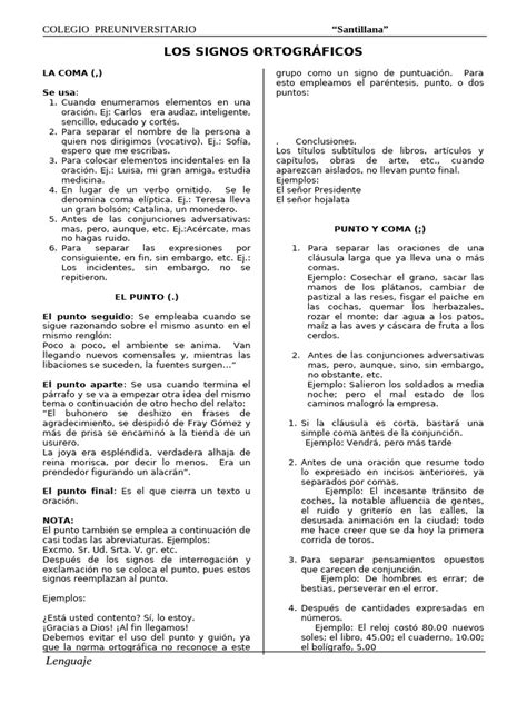 Signos Ortograficos Pdf Mecánica Del Lenguaje