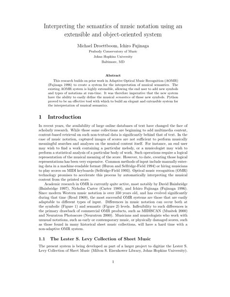 interpreting the semantics of music notation using an extensible and