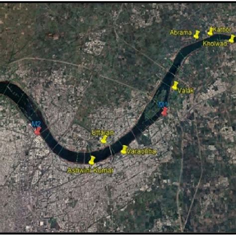 Map Of River Tapi With Discharge Locations And Monitoring Locations