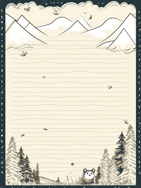 Premium Ai Image Journal Printable Lined Page Featuring A Border Inspired By Cute Sgraffito