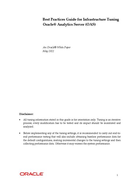 Oracle Analytics Server Infrastructure Tuning Guide V2 Pdf Networking Internet And Web