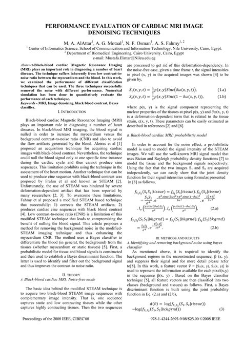 Pdf Performance Evaluation Of Cardiac Mri Image Denoising Techniques
