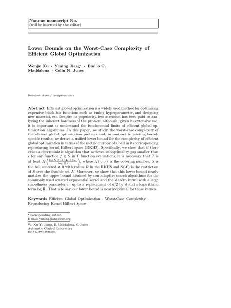 Lower Bounds On The Worst Case Complexity Of Efficient Global