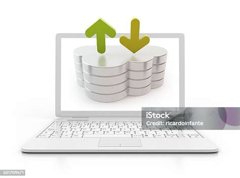 랩탑형클라우드 컴퓨팅 서버 업로드 및 다운로드 화살표 0명에 대한 스톡 사진 및 기타 이미지 0명 3차원 형태 개념