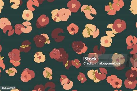 골드 반짝이 꽃 보편적인 자유형 꽃 원활한 패턴을 그림 배경 카드 배너 포스터 표지 초대장 패브릭 헤더 또는 브로셔 용 그래픽 디자인 가리기에 대한 스톡 벡터 아트 및 기타