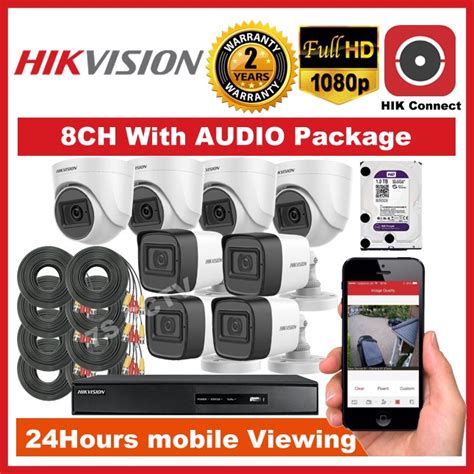 Cod Hikvision 8ch 2mp With Audio Camera Turbo Hd Cctv Package Diy Kit 1080p Built In Audio