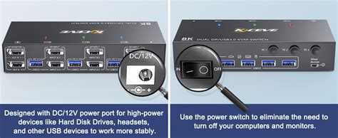 K Displayport KVM Switch Monitors Computers K Hz K Hz Camgeet Dual Monitor KVM