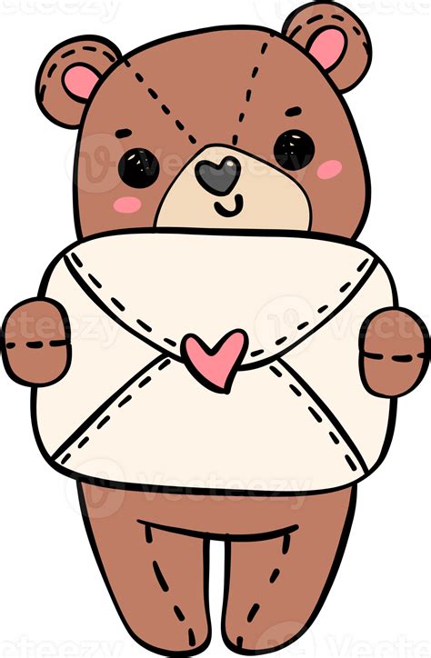 Cute Love Valentine Teddy Bear Vintage Doll Doodle Cartoon Drawing