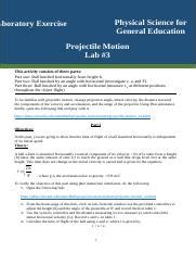 Lab Projectile Motion Docx Physical Science For General Education Aboratory Exercise