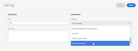 Localization How To Add New Languages To Aem Tags For Localisation Stack Overflow