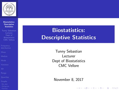 PDF Biostatistics Descriptive Statistics