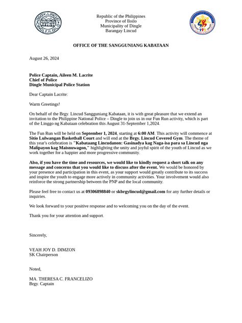 Request Letters Linggo Ng Kabataan Pdf