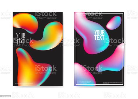 추상 포스터 액체 거품 배경입니다 유체 밝은 그라데이션 도형 브로슈어 서식 파일입니다 배너 신분 카드 디자인 현수막 벡터 일러스트 레이 션 3차원 형태에 대한 스톡 벡터