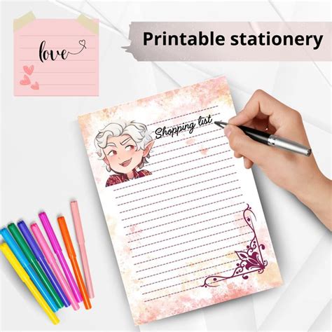 Astarion Printable Stationery Baldurs Gate 3 Printables Bg3 Baldurs