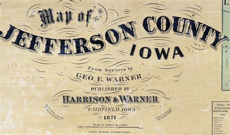 1871 Map Of Jefferson County Iowa Fairfield Etsy