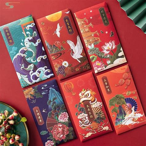 1 Pack6pcs Chinese Red Packet Lucky Money Chinese New Year T For