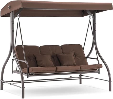 Mcombo 3 Seat Outdoor Patio Swing Chair 2 In 1