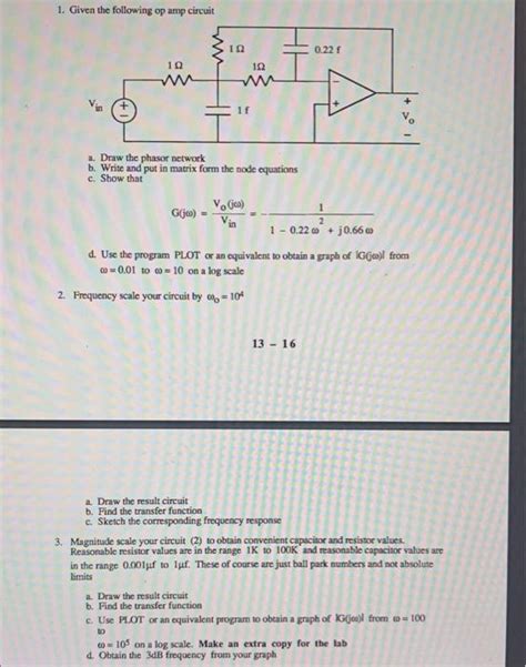 Solved 1 Given The Following Op Circuit A Draw The Chegg Com