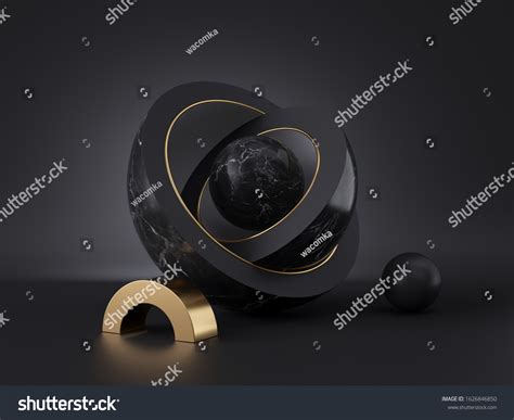 3d Render Abstract Geometric Shapes Black Stock Illustration 1626846850
