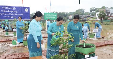 Myanmarnationalpost ပဲခူးမြို့၌ မြန်မာအမျိုးသမီးများနေ့ကို ကြိုဆိုဂုဏ်ပြုသောအားဖြင့် သစ်ပင်စိုက