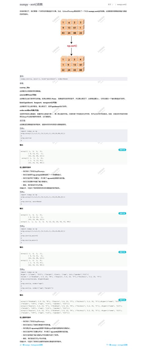 Numpysort函数 参考手册 无涯教程网