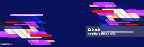 줄무늬 추상 블루 다채로운 복고풍 와이드 배너 디자인 배경 0명에 대한 스톡 벡터 아트 및 기타 이미지 0명 3차원 형태 개념 Istock