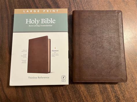 Personalized Bible Nlt Large Print Thinline Reference Bible Brown Leatherlike Custom