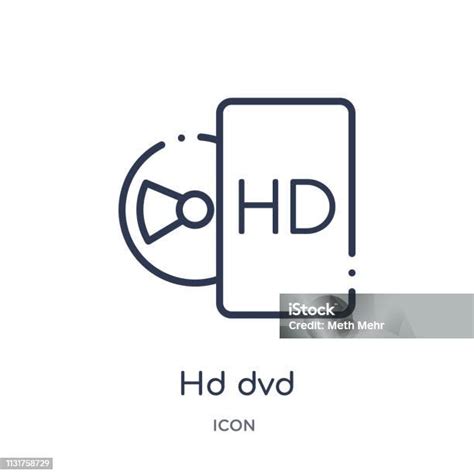 시네마 아웃 라인 컬렉션에서 선형 Hd Dvd 아이콘 얇은 라인 Hd Dvd 벡터 흰색 배경에 고립입니다 Hd Dvd 유행 그림 디비디에 대한 스톡 벡터 아트 및 기타
