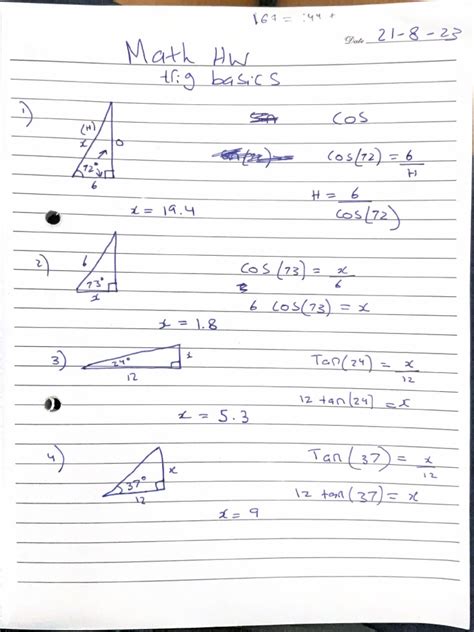 Math Hw Trig Basic Pdf