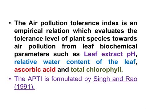 Air Pollution Tolerance Index Apti Pptx Indoor Environmental Quality Home And Garden