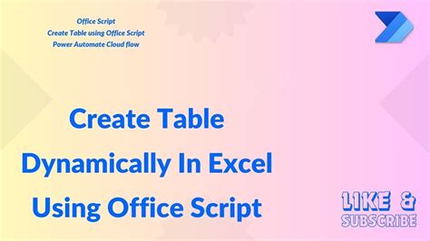 automate excel table creation using office script in power automate