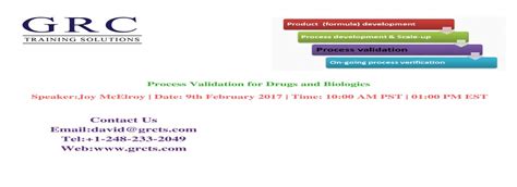 Process Validation For Drugs And Biologics