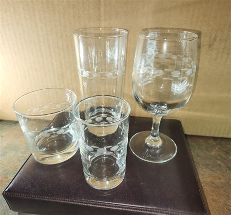 Vintage 1958 Libby Cutware Barware Glasses Dots And Oval Dashes Pattern 38 Pc Set Etsy